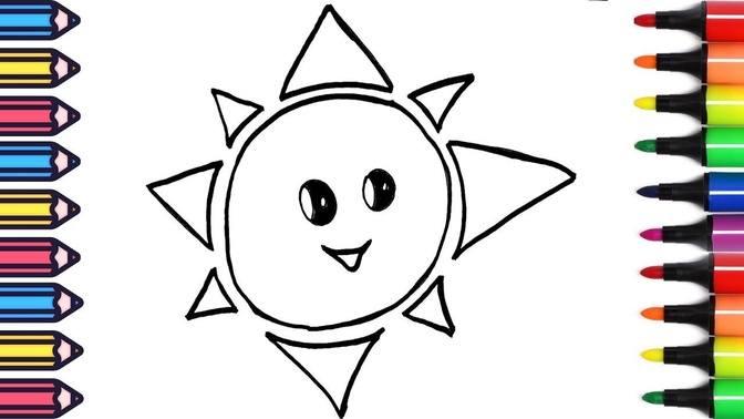 How To Draw Sun | Easy Drawing Sun ,Coloring For Kids | Kids Drawing ...