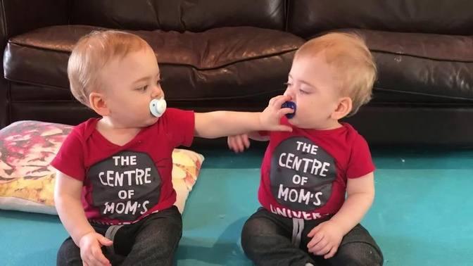 Funny Twin Baby Boys fight over Pacifier | Videos | Funny Reaction of ...