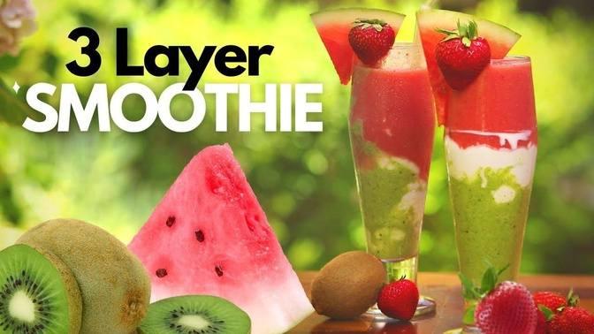 Three Layer Smoothie | Healthy Smoothie Recipe | 3 Layers of Fruit, Veg, Yogurt | Videos | Fruit ...